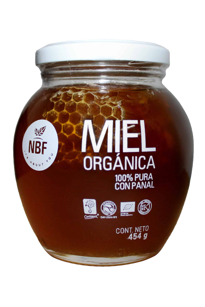 Miel orgánica 100% pura con panal 454 ml NBF – Botica Verde